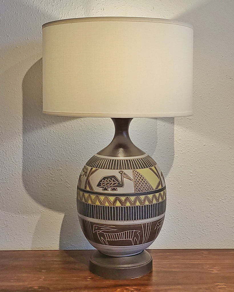 PAIR OF TABLE LAMPS WITH AFRICAN ANIMAL MOTIF – MODERN REDUX