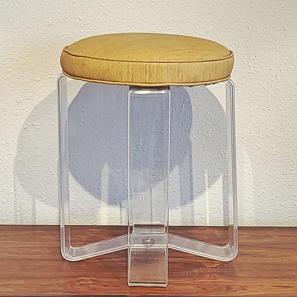 VINTAGE LUCITE STOOL WITH TEXTURED VINYL UPHOLSTERY – MODERN REDUX