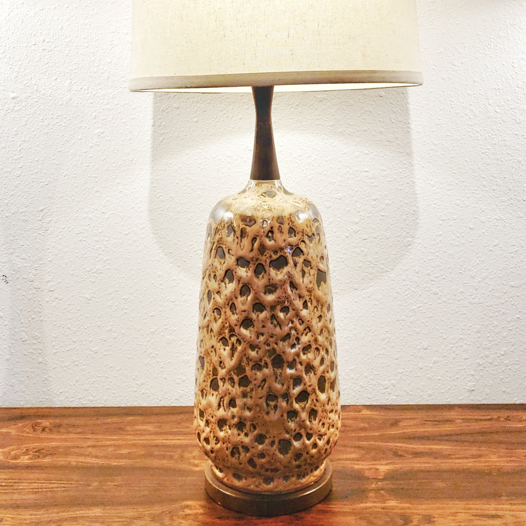 CERAMIC & WALNUT FAT-LAVA TABLE LAMP – modernredux